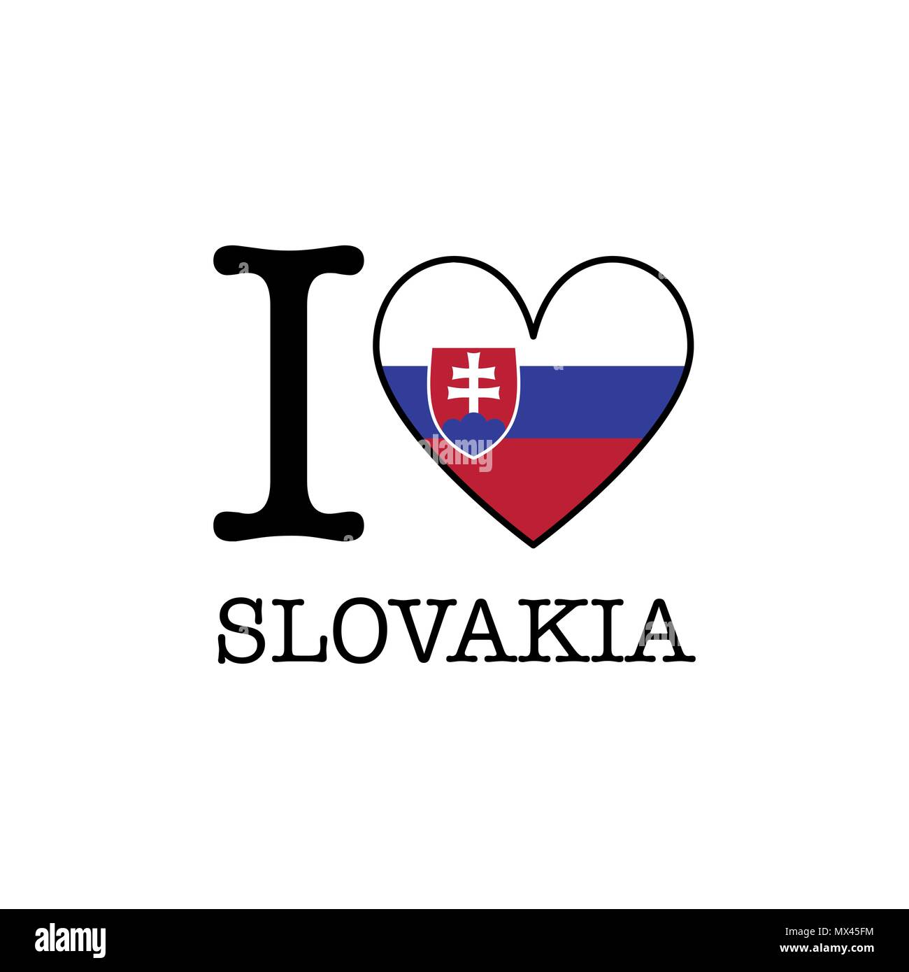 I love Slovakia. Heart shape national country flag icon Stock Vector ...
