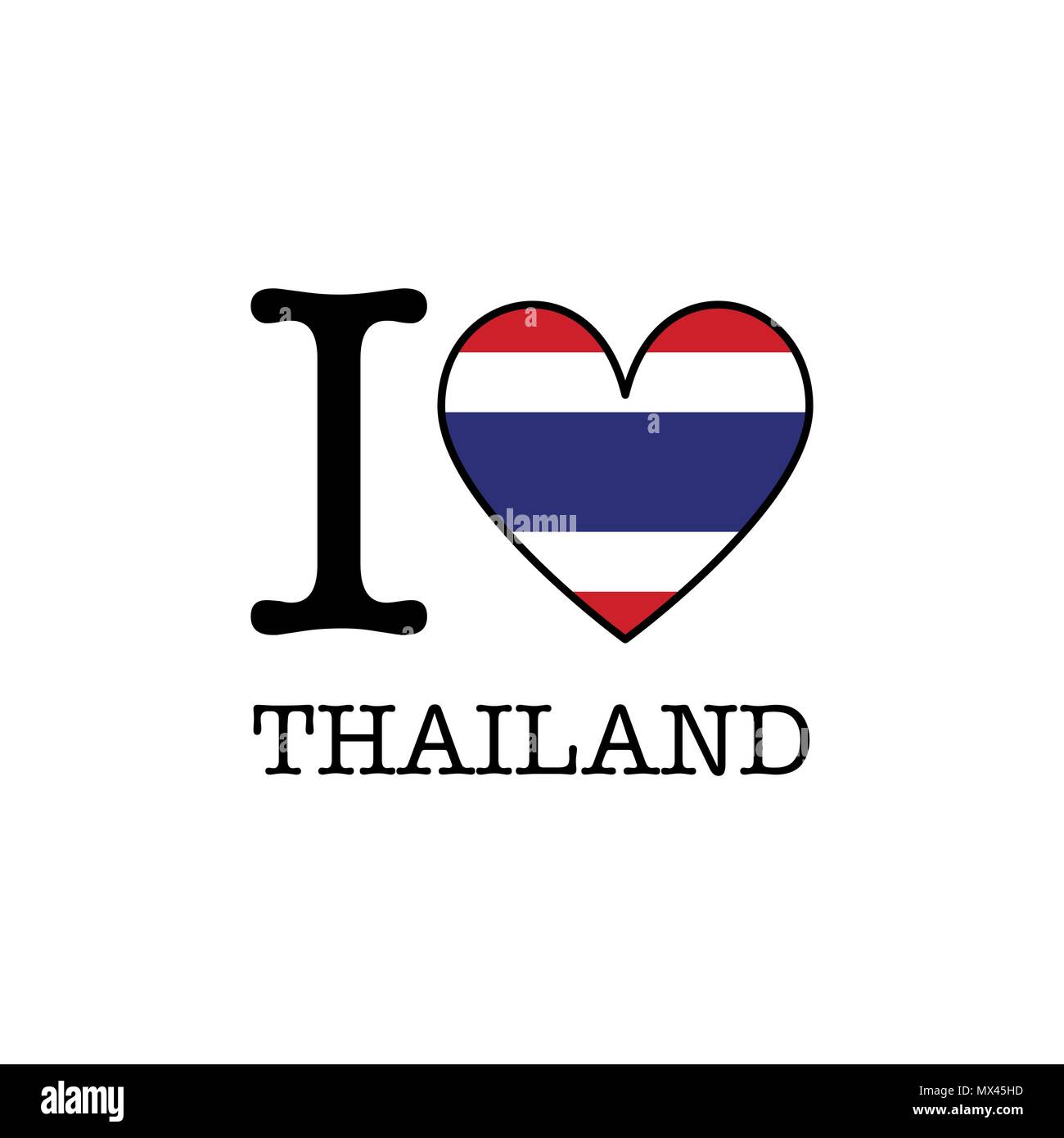 I love Thailand. Heart shape national country flag icon Stock Vector ...