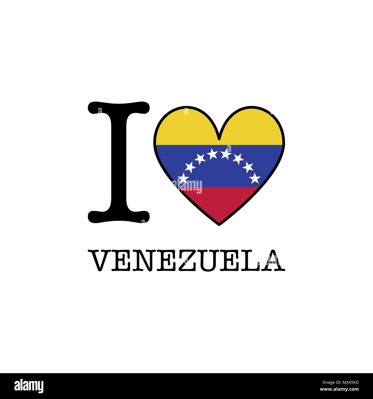 I love Venezuela. Heart shape national country flag icon Stock Vector ...