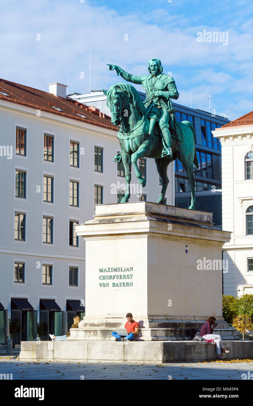 Munich, Germany - October 20, 2017: Equestrian statue of Ludwig I of ...