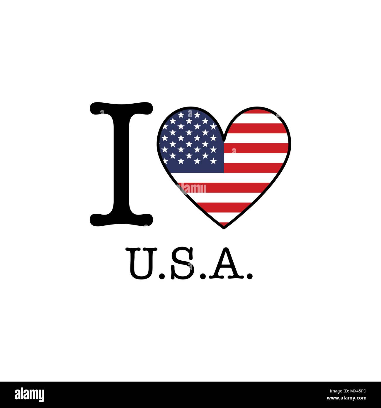 I love USA. Heart shape national country flag icon Stock Vector Image ...