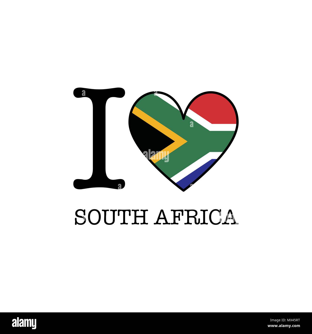 I Love South Africa Heart Shape National Country Flag Icon Stock
