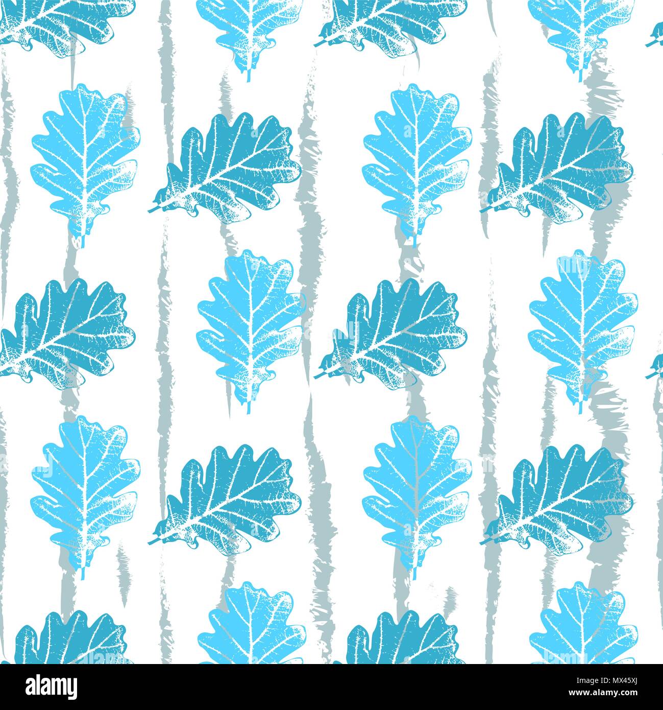 Seamless pattern with contour lacy light blue leaves trees on a white ...