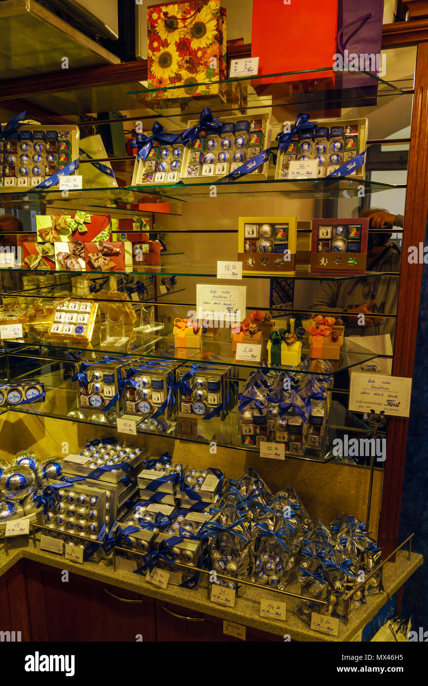 Salzburg, Austria - October 21, 2017: Showcase of the famous ...