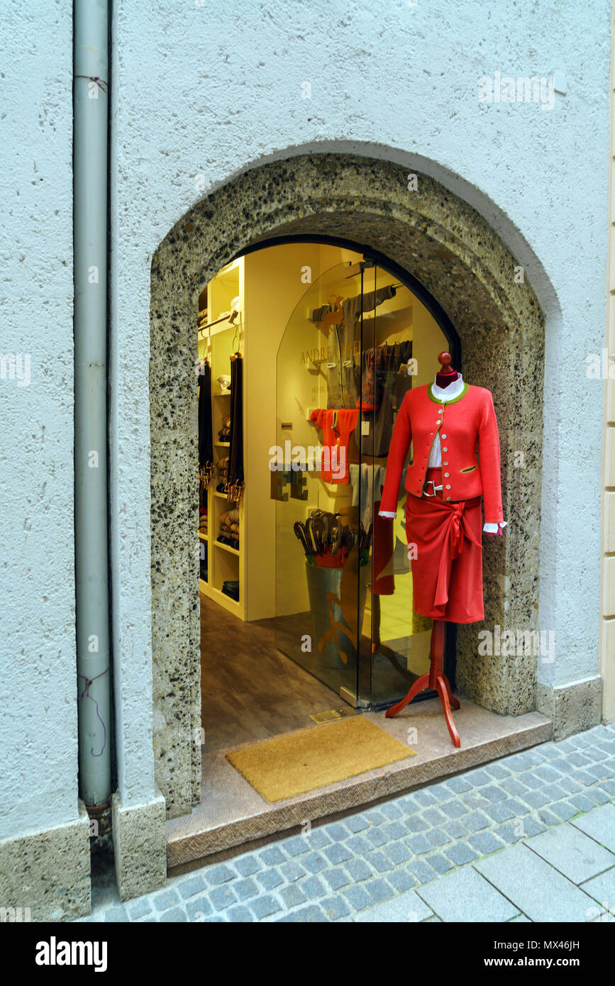 Salzburg, Austria - October 21, 2017: Shop window of traditional ...