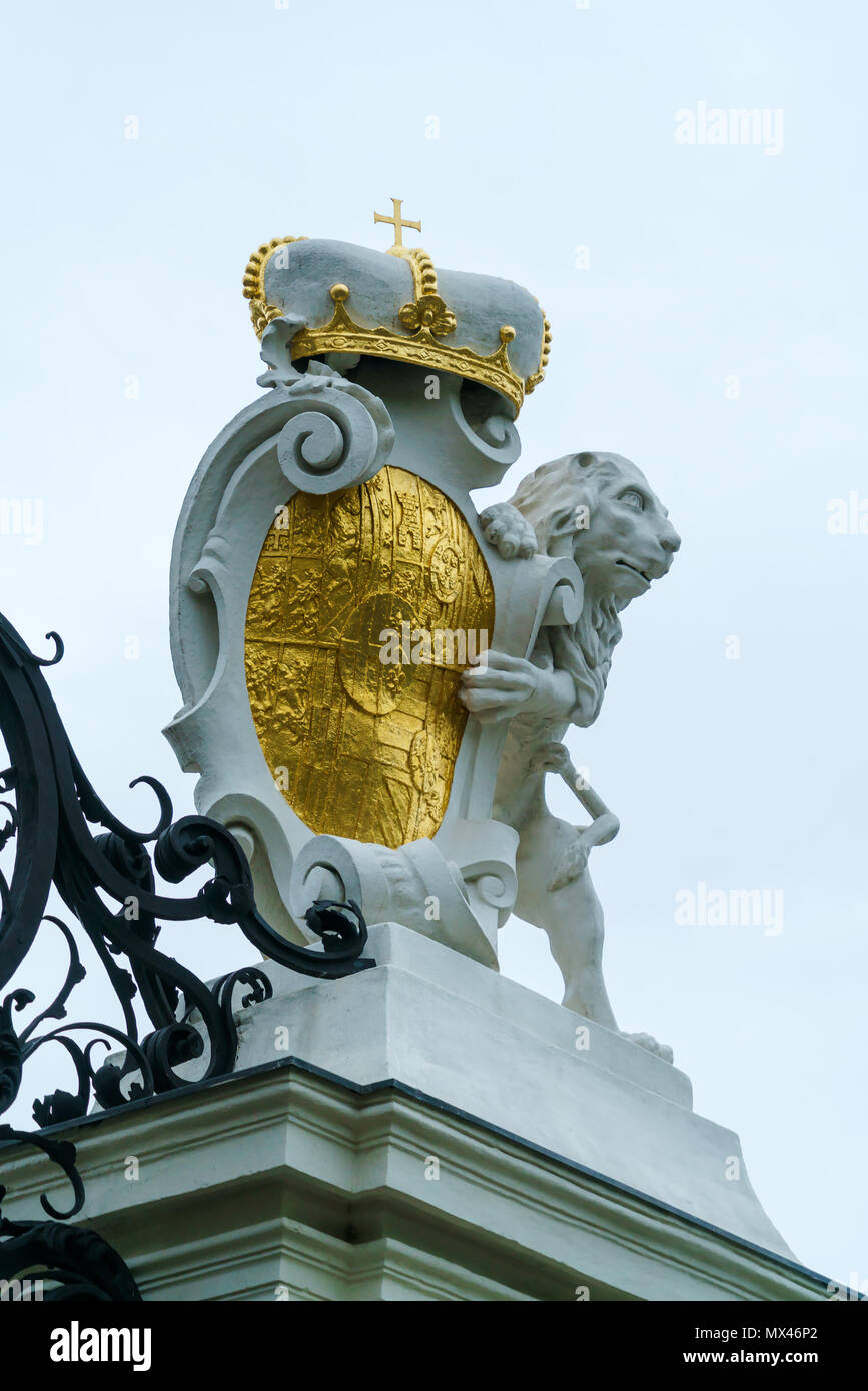 Vienna, Austria - October 22, 2017: Lion on Gate of Belvedere palace ...
