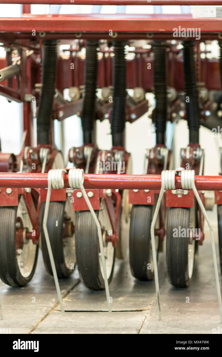 Precision inline seeder. A row seeder. Seed drill. Fragment Stock Photo ...
