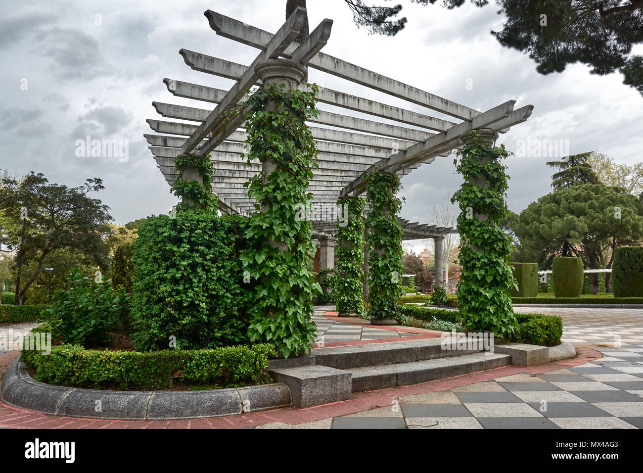 Beautiful old pergola in the Gardens of Cecilio Rodriguez in the Park ...