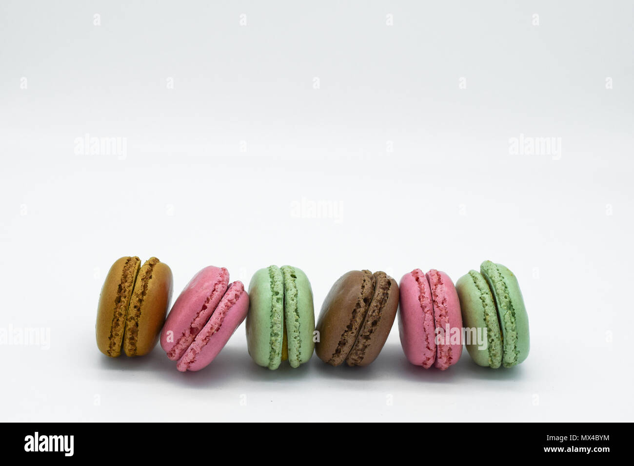 macarons isolated on white background free text, sweet colorful ...