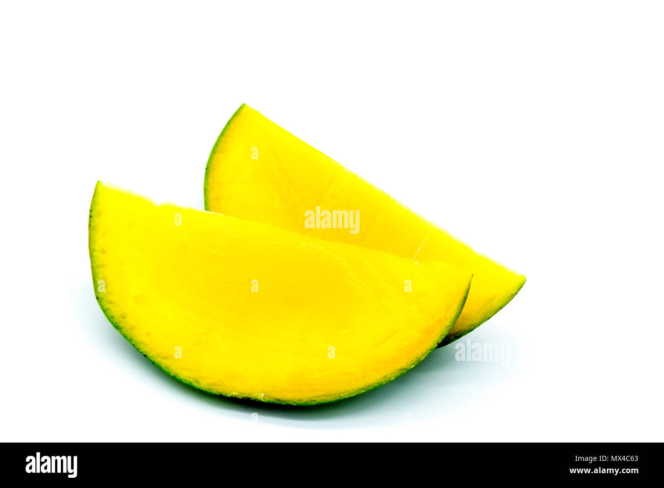 mango slices, cutted mango fruit isolated on white background Stock ...