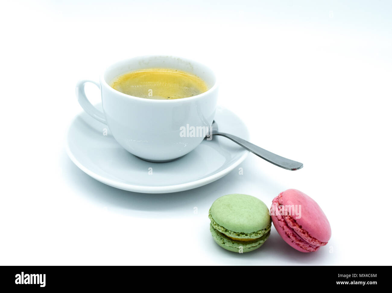 Coffee cup and macarons isolated Stock Photo - Alamy