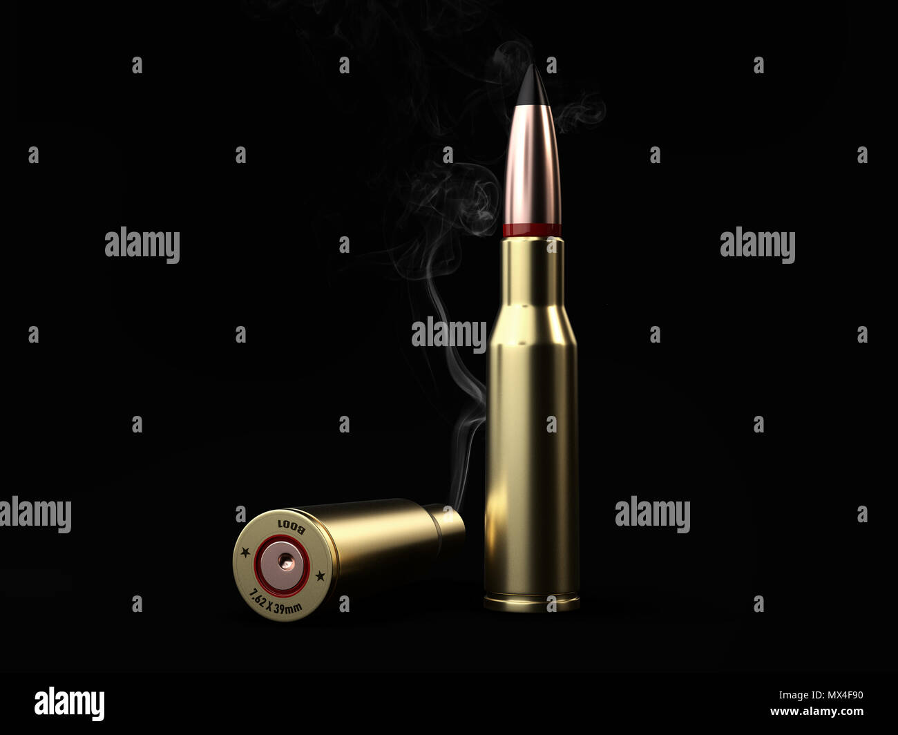 Bullets with smoke on black background, 3d Illustration Stock Photo - Alamy