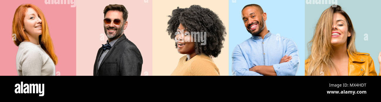 Cool group of people, woman and man confident and happy with a big ...