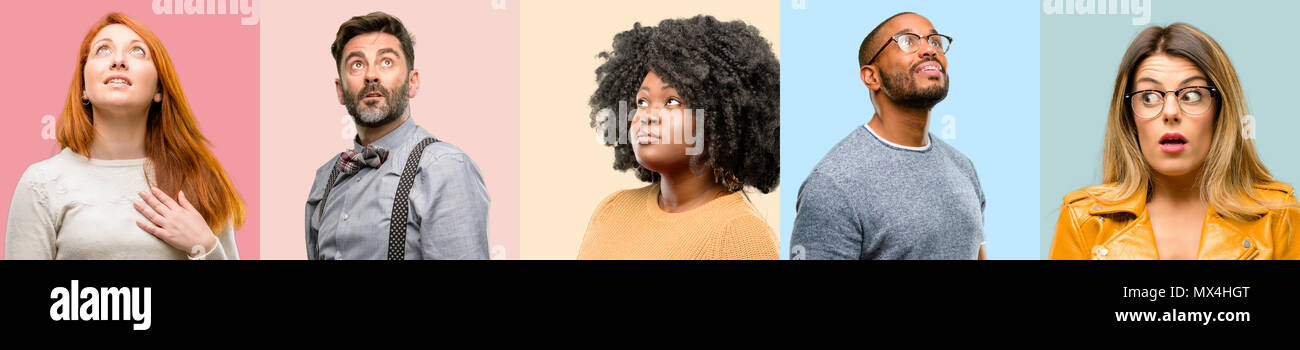 Cool group of people, woman and man confident and happy with a big ...