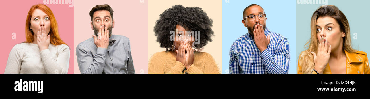 Group shocked people looking up hi-res stock photography and images - Alamy