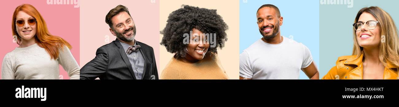 Cool group of people, woman and man confident and happy with a big ...