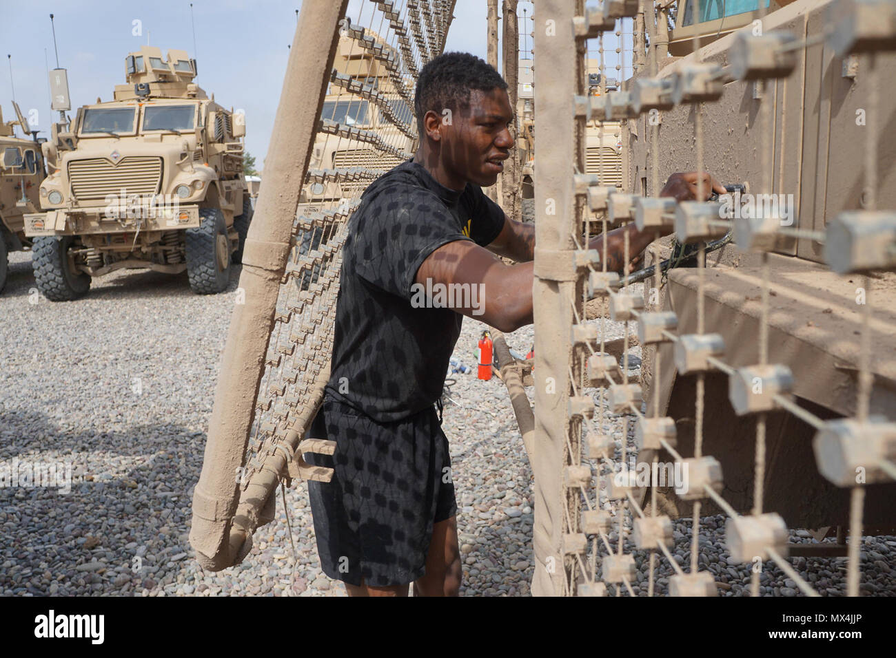 U.S. Army Spc. Jefonte Taylor, a Paratrooper deployed in support of ...