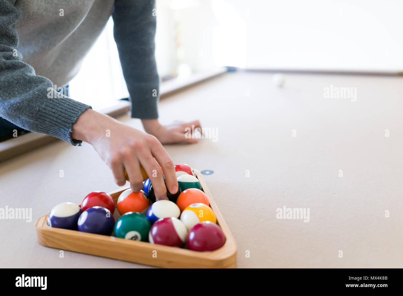 Interior house home with billiard pool table in living room, order of ...