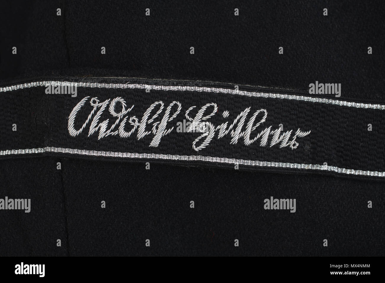 WW2 German nazi SS military black uniform and insignia background Stock ...