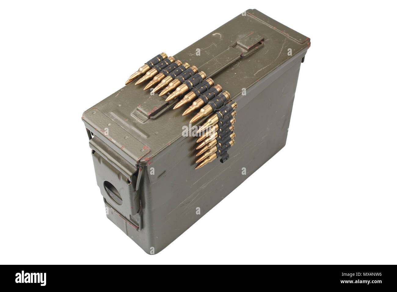 US Army Ammo Box with ammunition belt isolated on white background ...