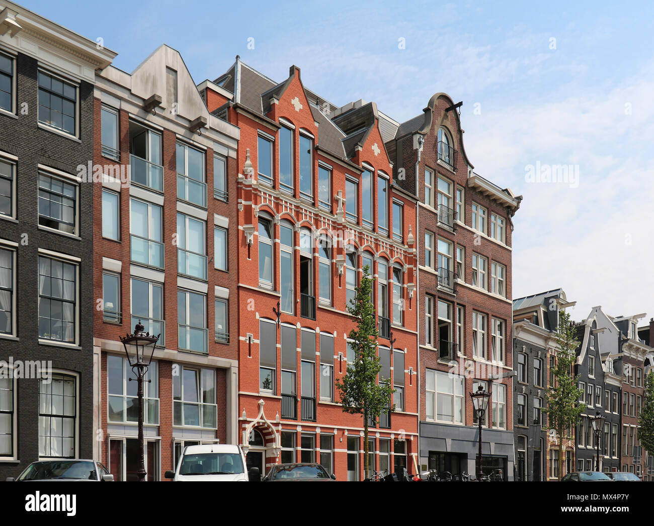 Traditional Dutch architecture houses on residential street in ...