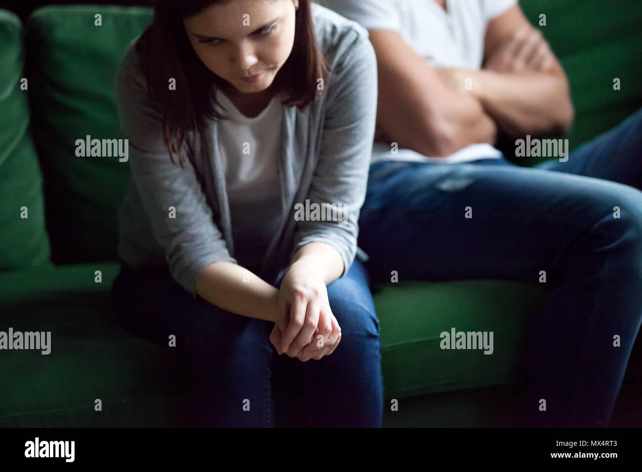 Sad frustrated woman feeling disappointed upset after fight with Stock ...