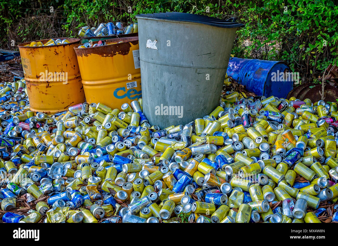 large pile of empty cans taekn at Kulnura, NSW, Australia on 9 December ...