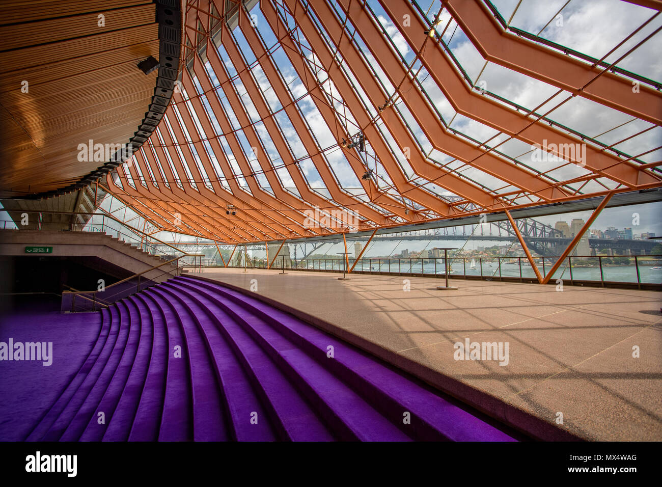 View of Sydney Harbour Bridge from inside Sydney Opera House taken in ...