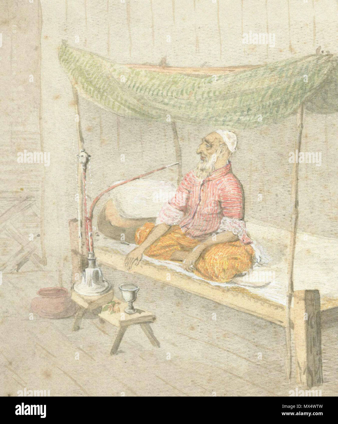 . English: 'The King of Delhi,' a sketch of Bahadur Shah in exile by ...