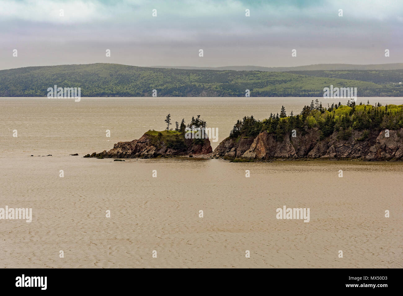 View across the Bay of Fundy from Cape Enrage, New Brunswick, Canada ...