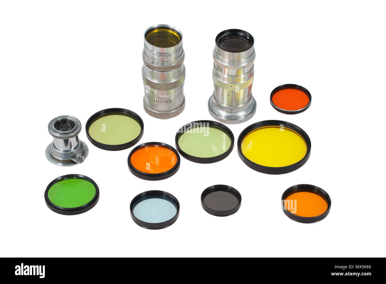 Set of photofilters and lenses isolated on a white background Stock ...