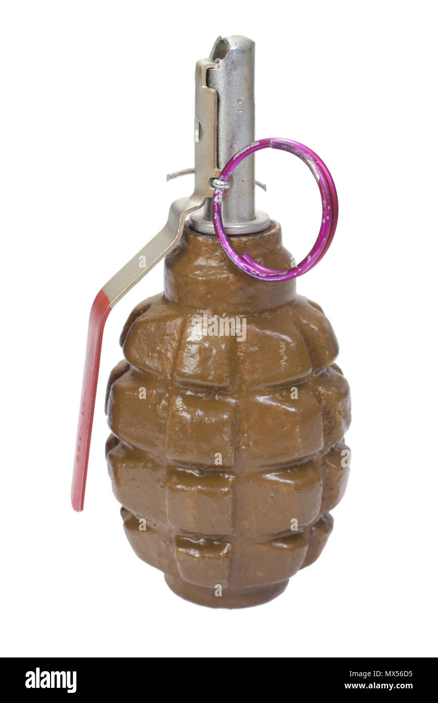 hand grenade isolated on a white background Stock Photo - Alamy