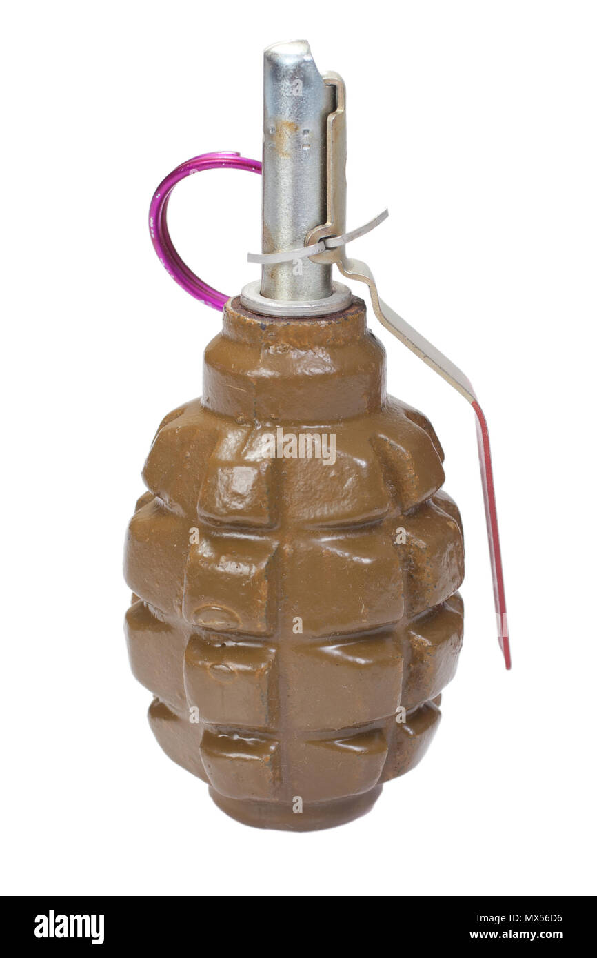 hand grenade isolated on a white background Stock Photo - Alamy
