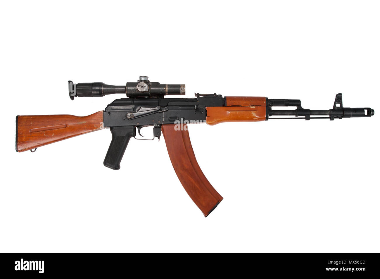 kalashnikov rifle with telescopic sight isolated on a white background ...