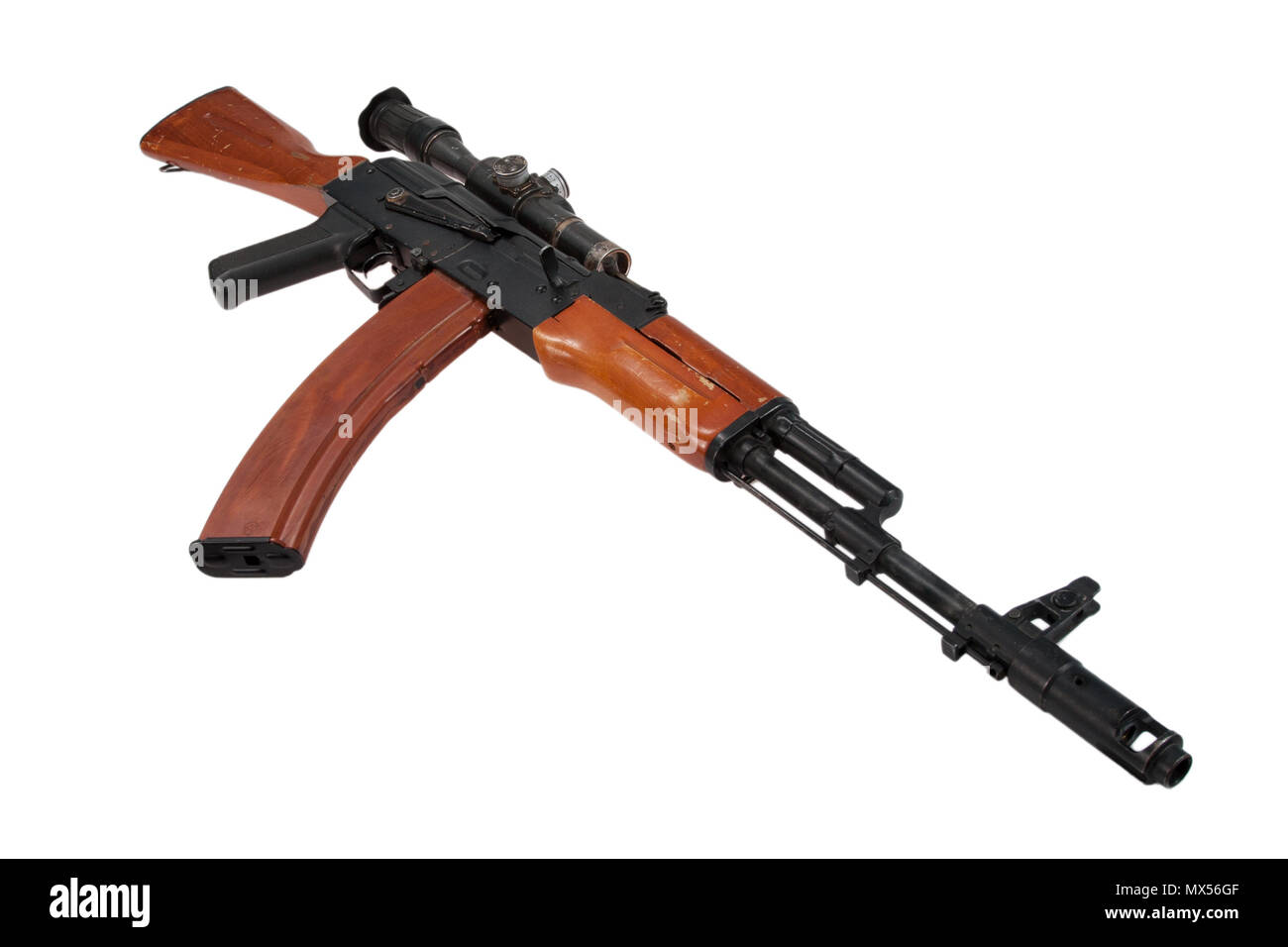 kalashnikov rifle with telescopic sight isolated on a white background ...