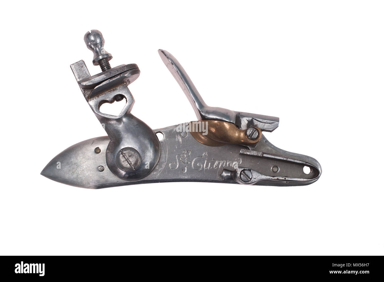 Old french flintlock on a white background Stock Photo - Alamy