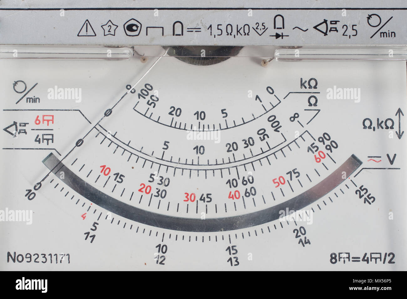 Vintage analog multimetr scale. Close-up Stock Photo - Alamy