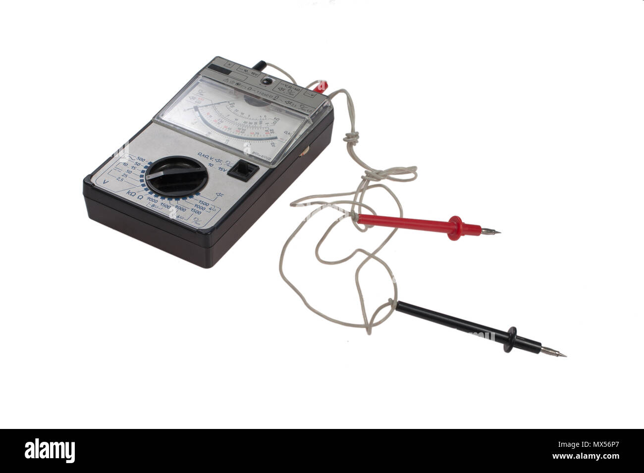 Old analog multimeter isolated on the white background Stock Photo - Alamy
