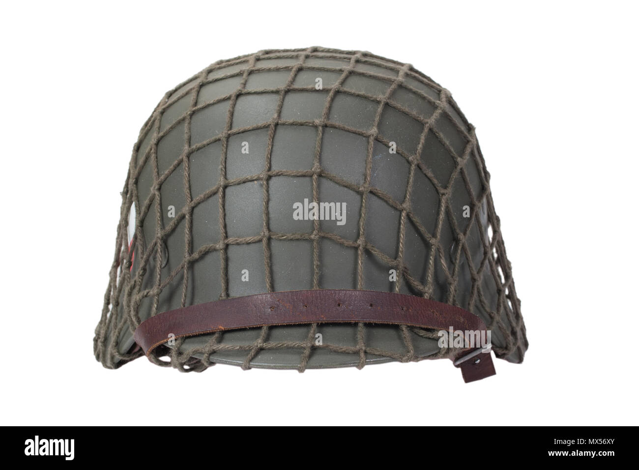 camouflaged german army helmet World War II period isolated on a white ...