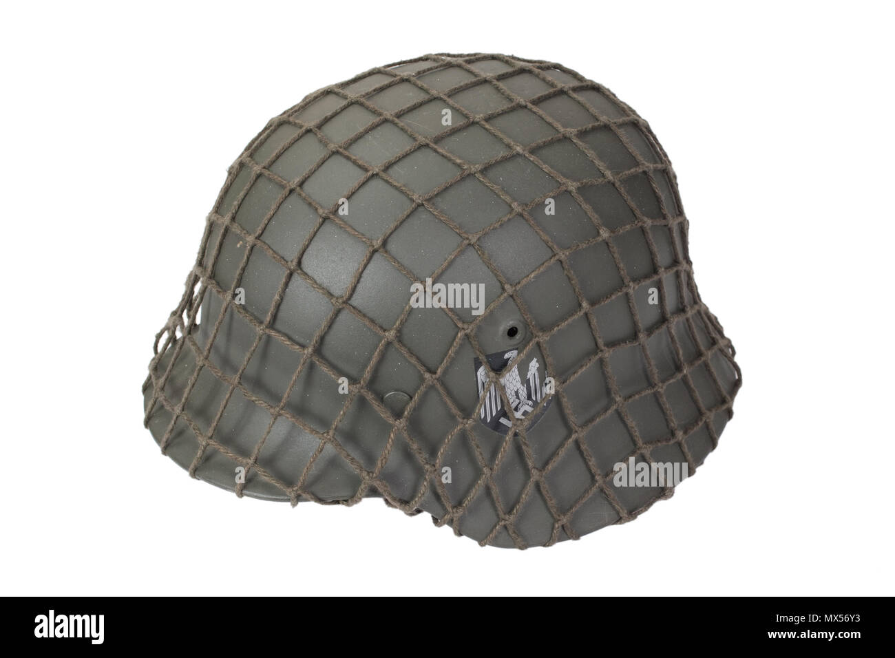 camouflaged german army helmet World War II period isolated on a white ...