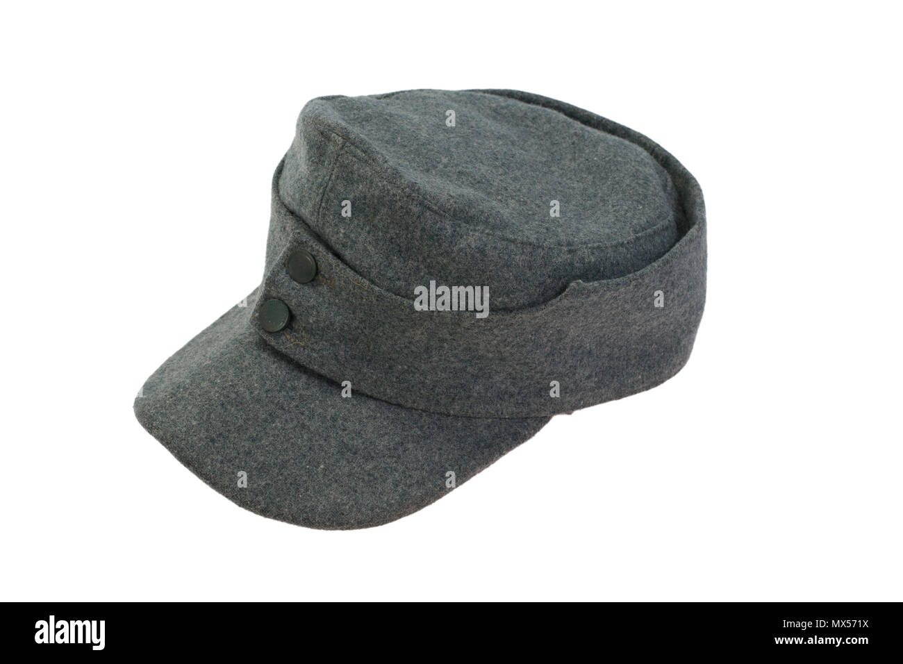 German Army field cap World War II period isolated on a white ...