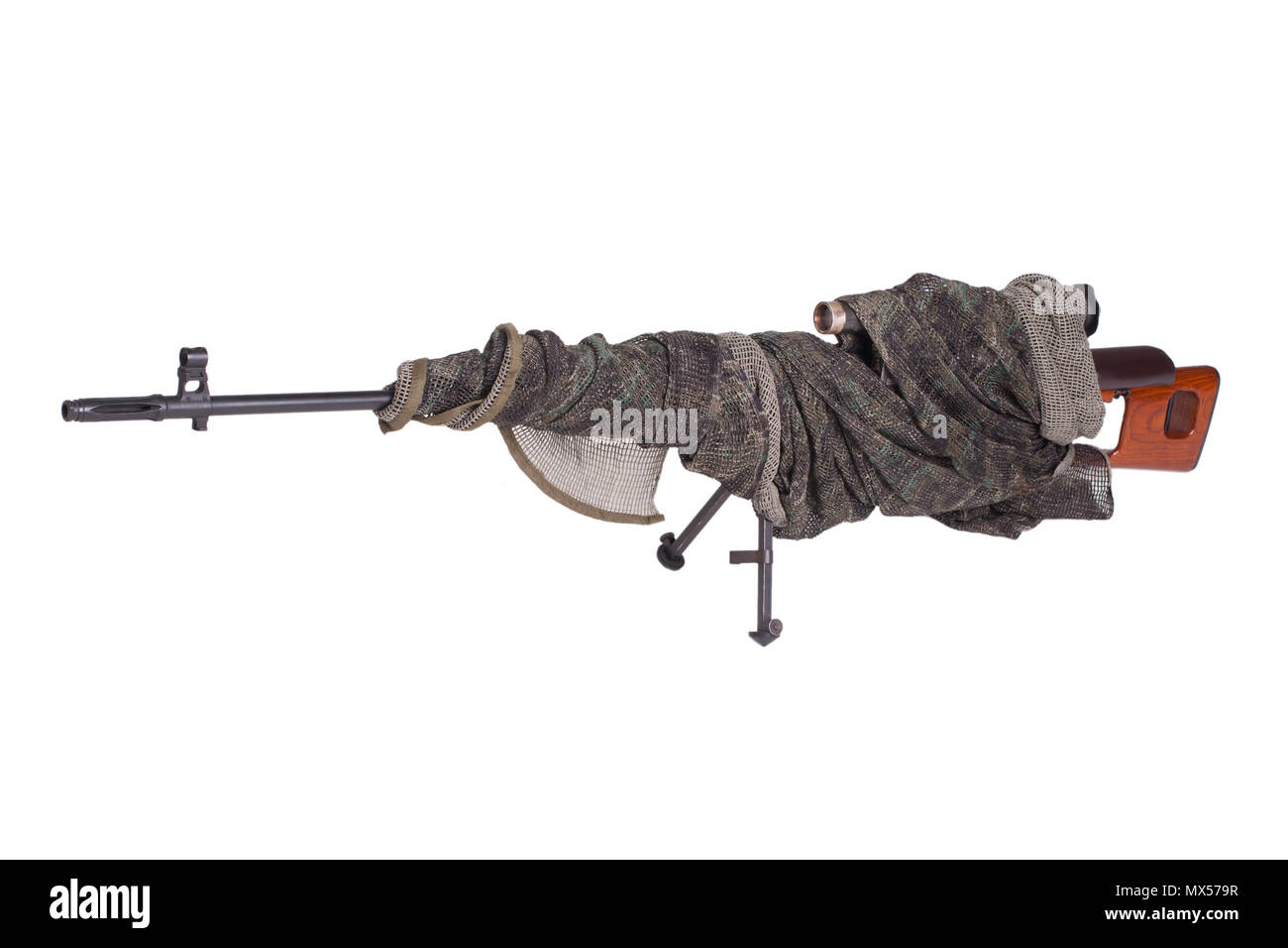 camouflaged SVD sniper rifle isolated on a white background Stock Photo ...