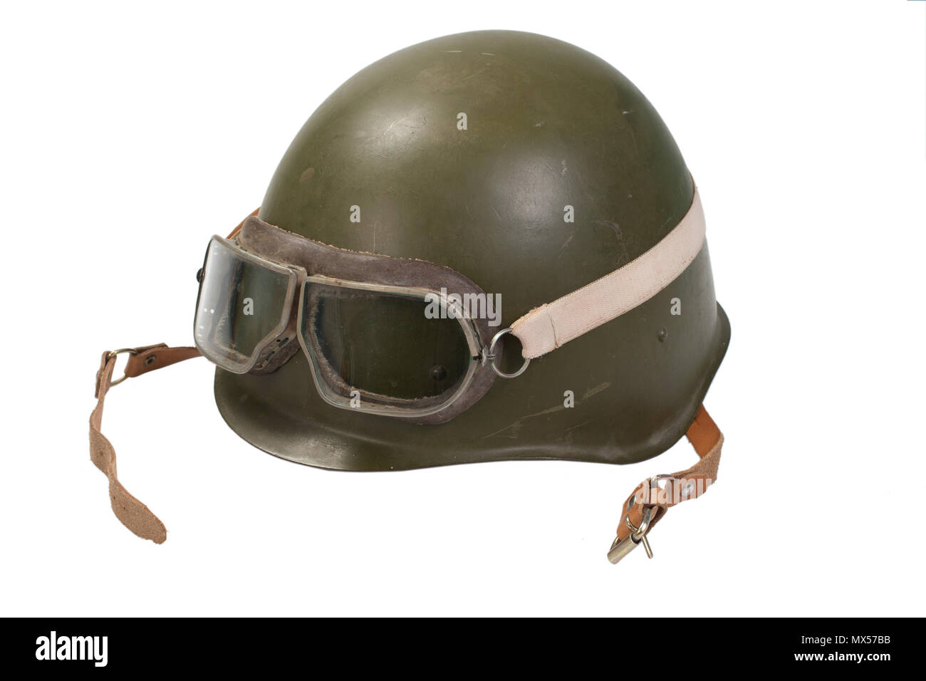 soviet army helmet with goggles isolated on white Stock Photo - Alamy