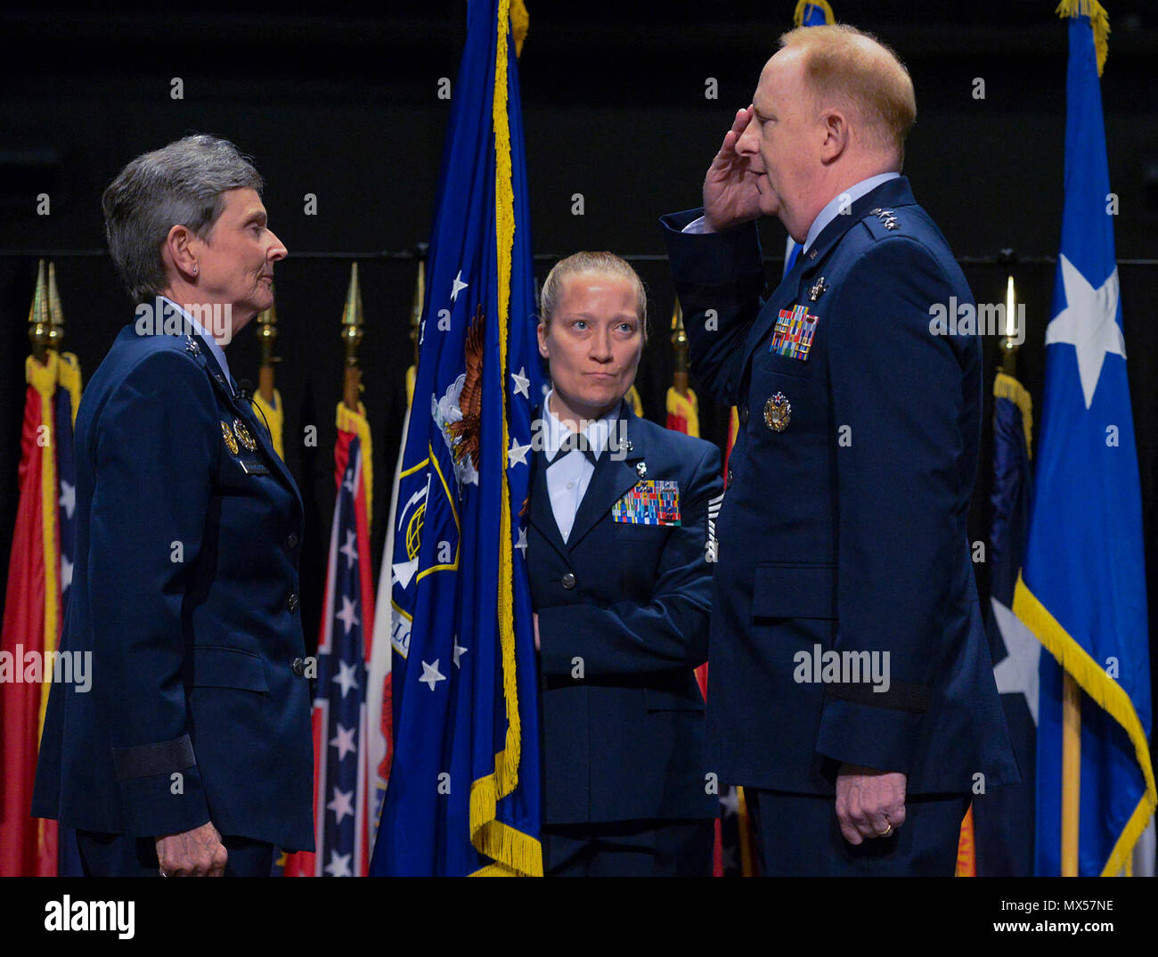 Lt. Gen. Robert D. McMurry Jr. salutes Gen. Ellen M. Pawlikowski, Air ...
