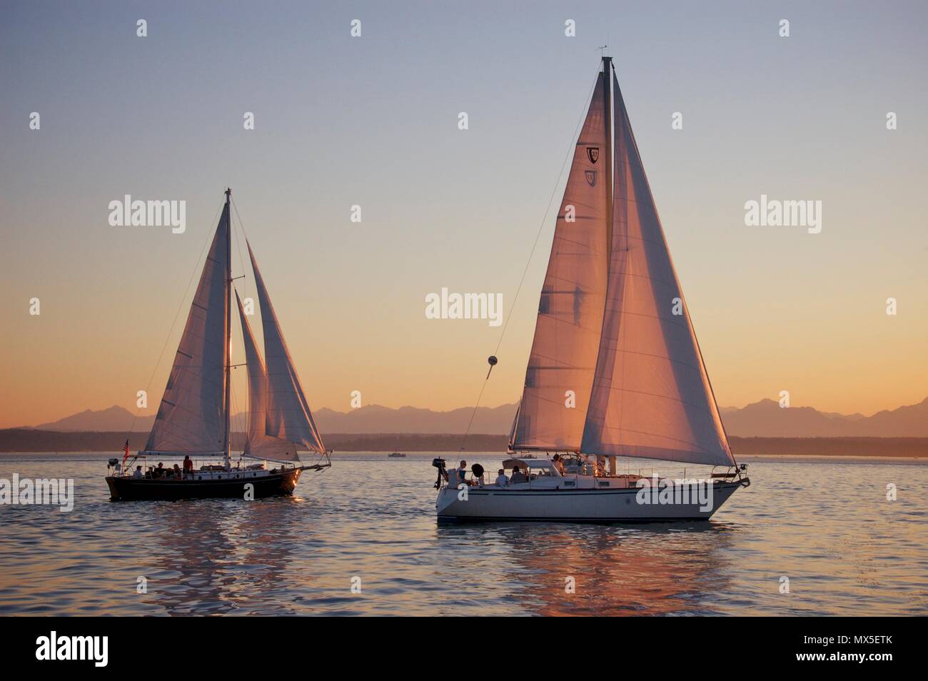 Sailboats in Elliot Bay, Seattle, WA Stock Photo - Alamy