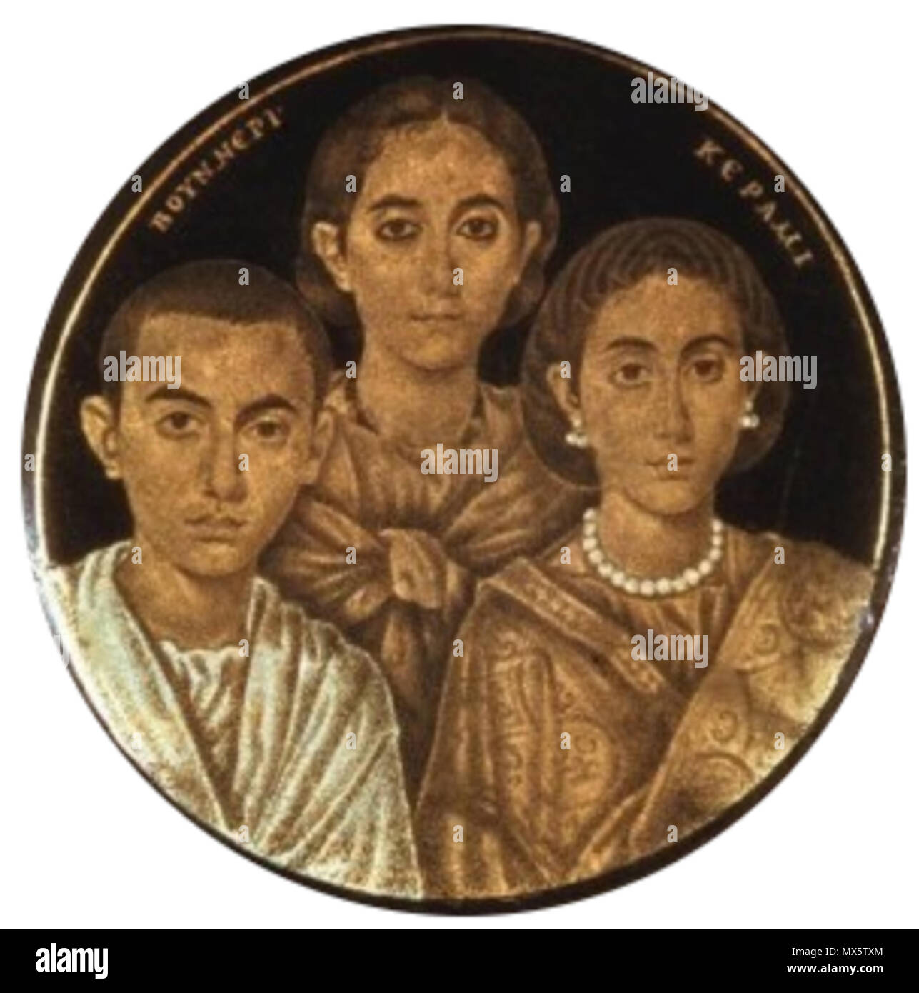 . English: Ancient Roman gold-glass portrait medallion now in Brescia ...