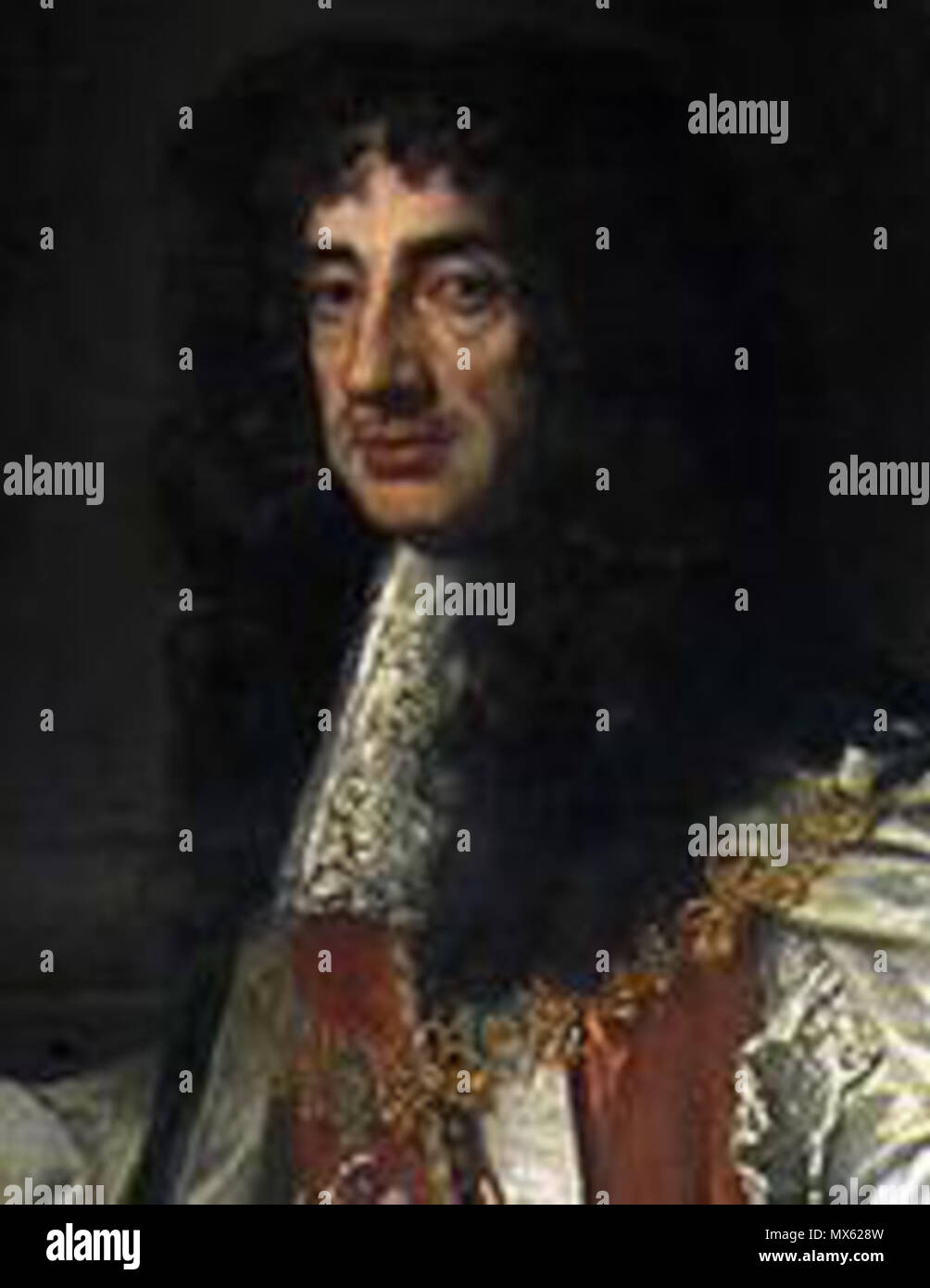 . Portrait of Charles II of England in the robes of the Order of the ...