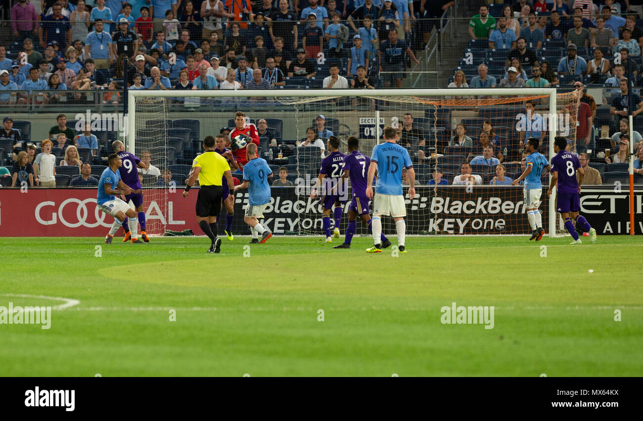 New York, NY - June 2, 2018: Goalkeeper Joe Bendik (1) of Orlando City ...