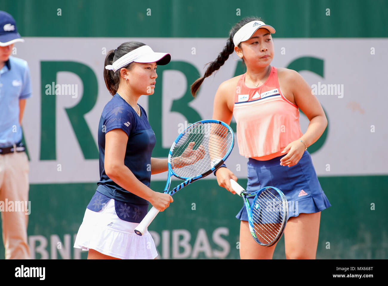 (L-R) Makoto Ninomiya, Eri Hozumi (JPN), JUNE 2, 2018 - Tennis : (L-R ...