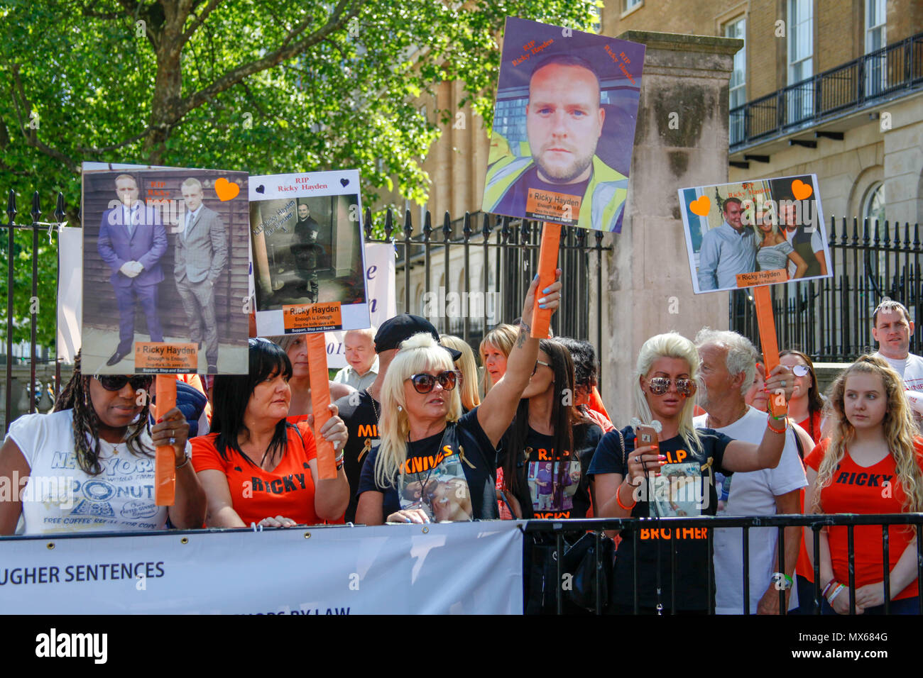 London, UK. 3rd Jun, 2018. Anti-knife crime protest opposite Downing ...